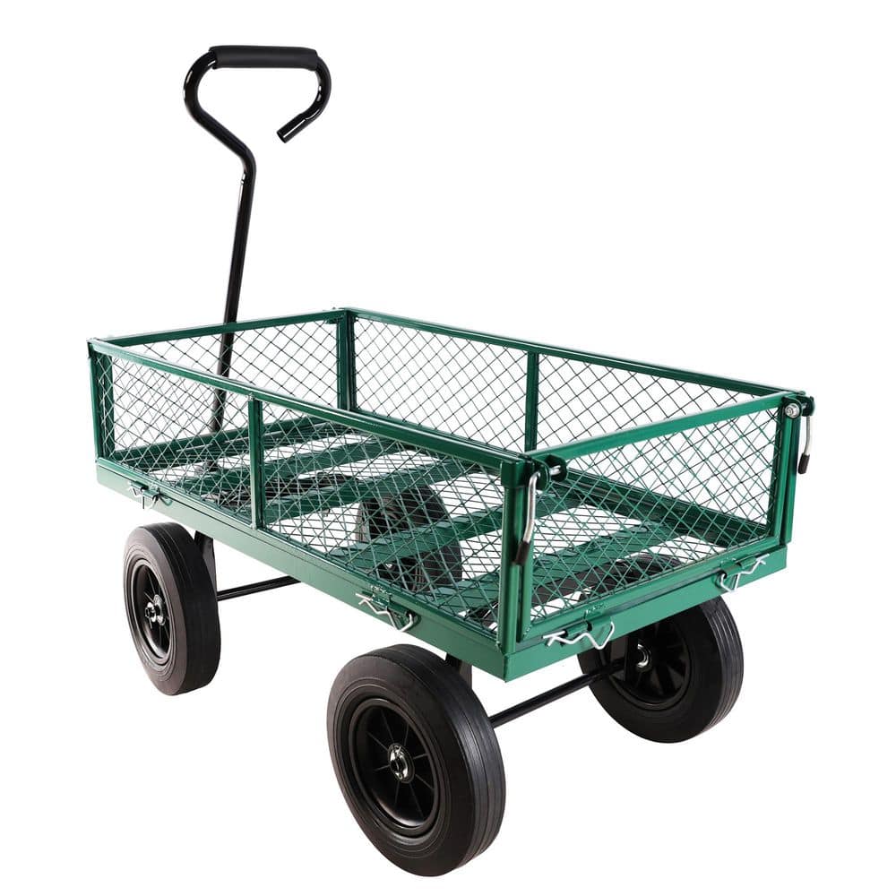 Staykiwi 4.86 cu. ft. Green Metal Garden Cart with Removable Sides ...