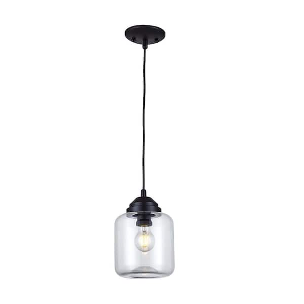 1-Light Oil Rubbed Bronze Shaded Mini Pendant Light N-ORB-1018-1 - The Home Depot