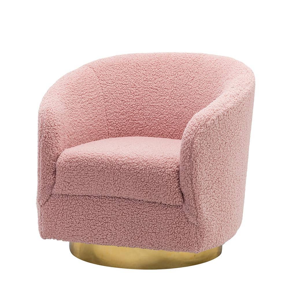 JAYDEN CREATION Cadeddu Pink Swivel Barrel Chair with Metal Base ...