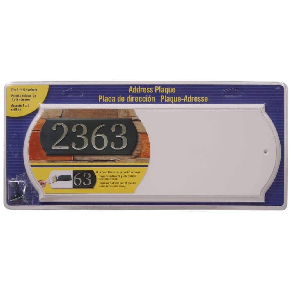 The Hillman Group Rectangular White Address Plaque 848711 - The Home Depot