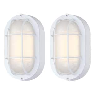 Hukoro 8.5 in. Matte White Integrated LED Outdoor Hardwired Cylinder ...