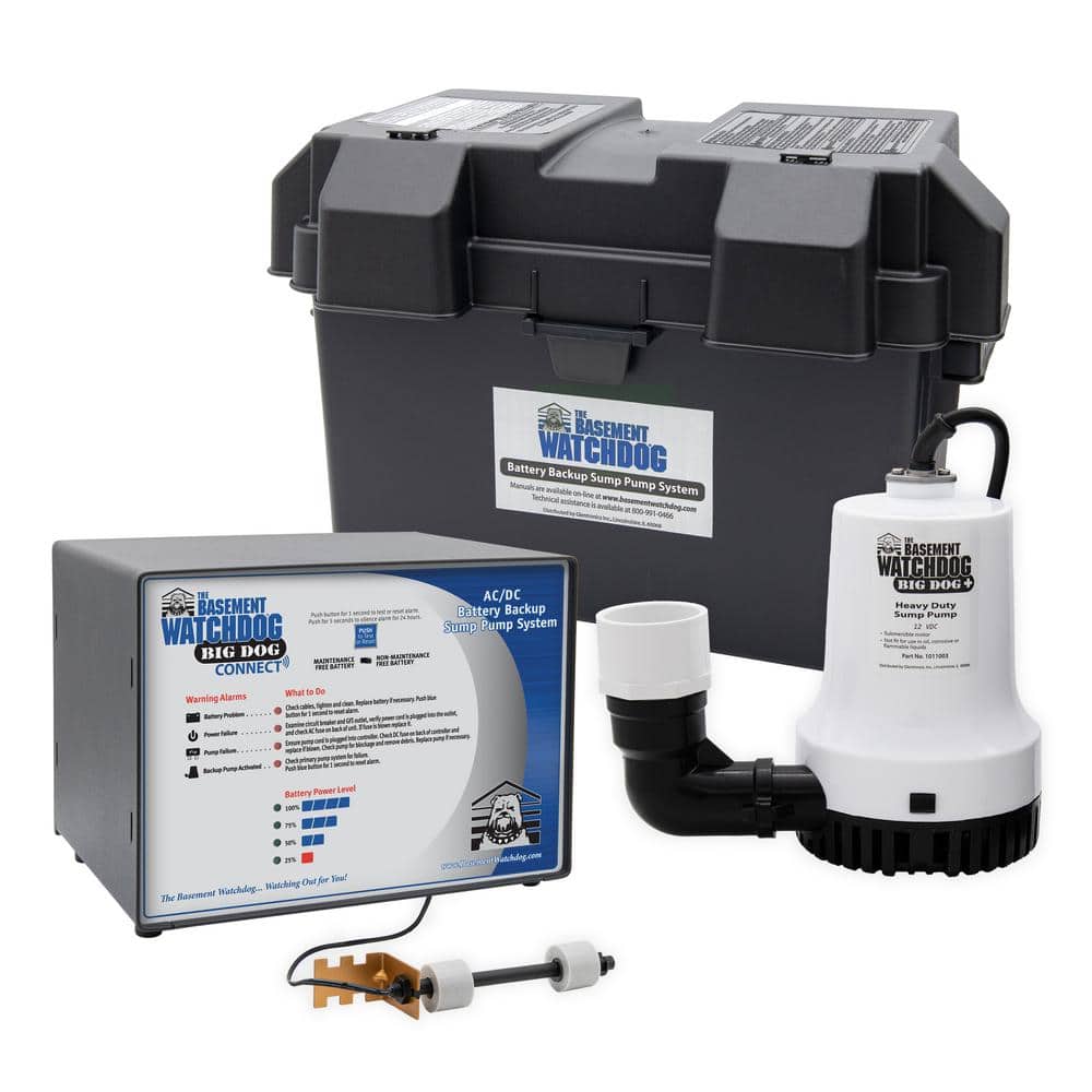 Basement Watchdog Big Dog CONNECT 3500 GPH Submersible Battery Backup ...