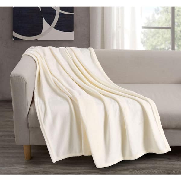 VIDERI HOME Ivory Sheldon Throw Blanket 50 x 60 104825 - The Home Depot