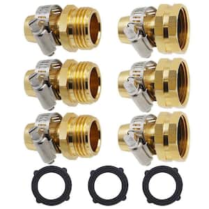 Dyiom Heavy Duty Brass 1/2 in. Garden Hose Mender End Repair Connector ...