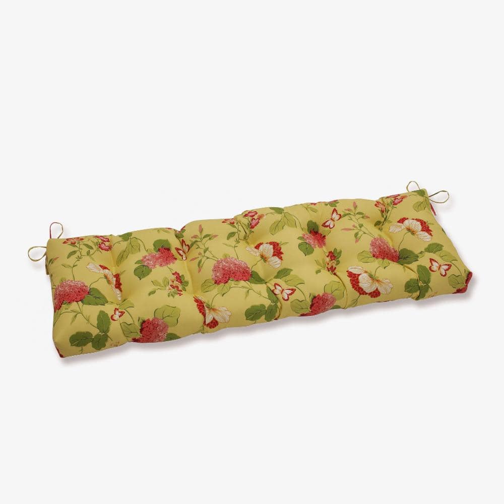 Pillow Perfect Floral Rectangular Outdoor Bench Cushion in Red 651651 ...