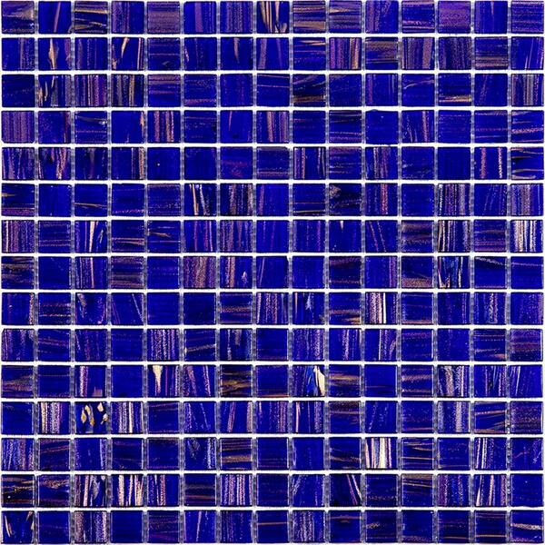 Apollo Tile Celestial Glossy Royal Blue and Gold 12 in. x 12 in. Glass ...