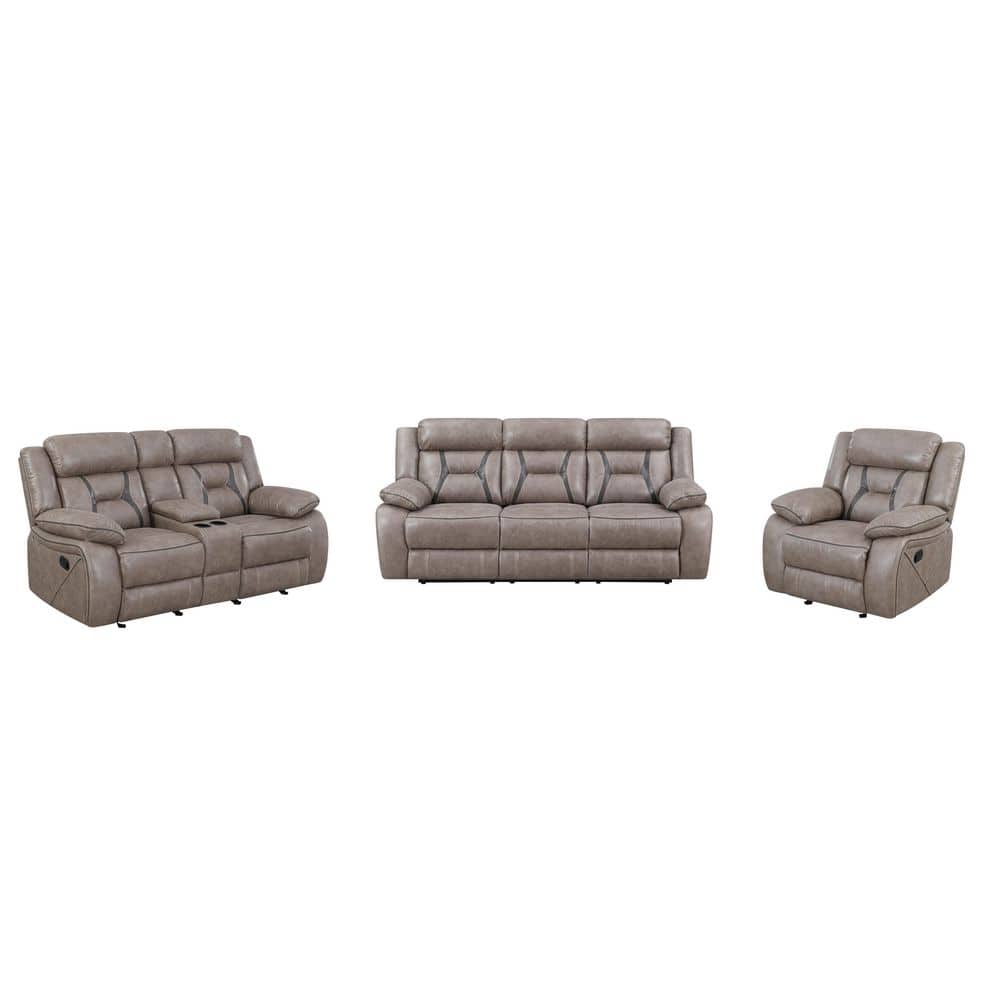 Steve Silver Tyson 3-Piece Light Brown Polyester Reclining Living Room ...