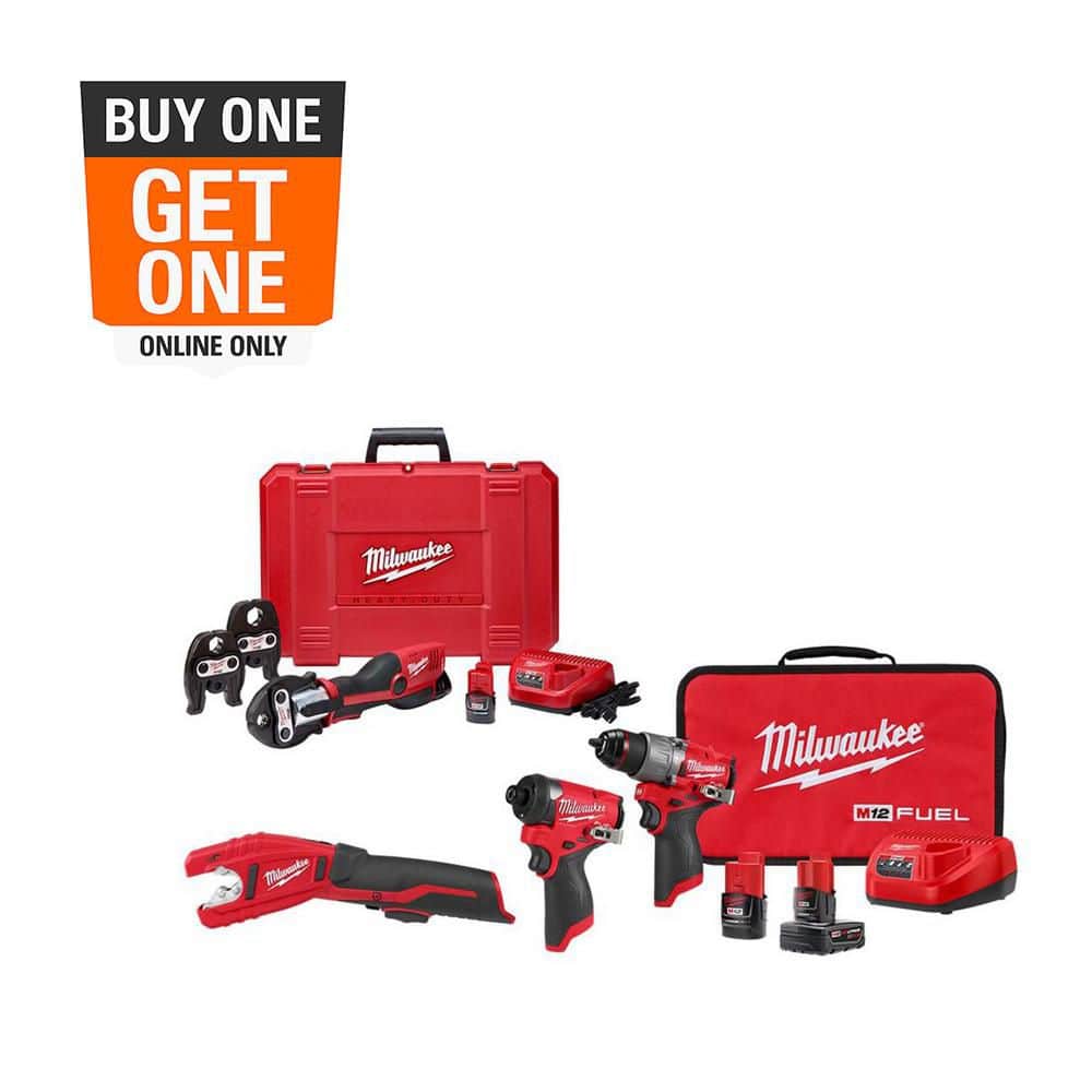 Milwaukee M12 12-Volt Lithium-Ion Force Logic Cordless Press Tool Kit ...