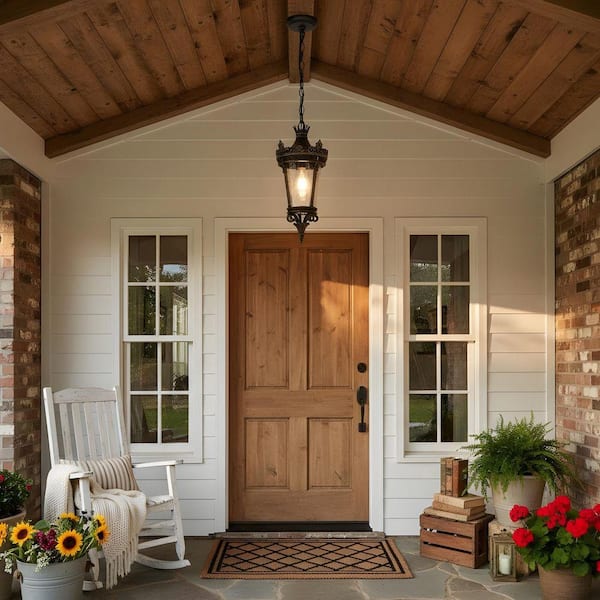 RCCFBHM 17.7 in. 1-Light Bronze Vintage Outdoor Pendant Light for patio ...