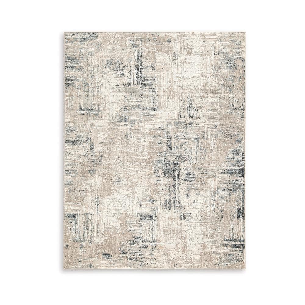 Benjara Toer Gray, White and Black 5 ft. x 7 ft. Geometric Area Rug ...