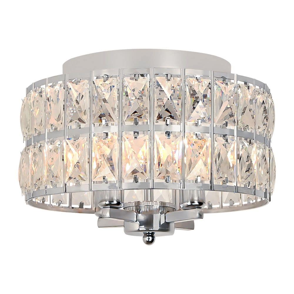 Rviezza Modem 11.22 in 4-light Crystal Flush Mount Ceiling Light ...