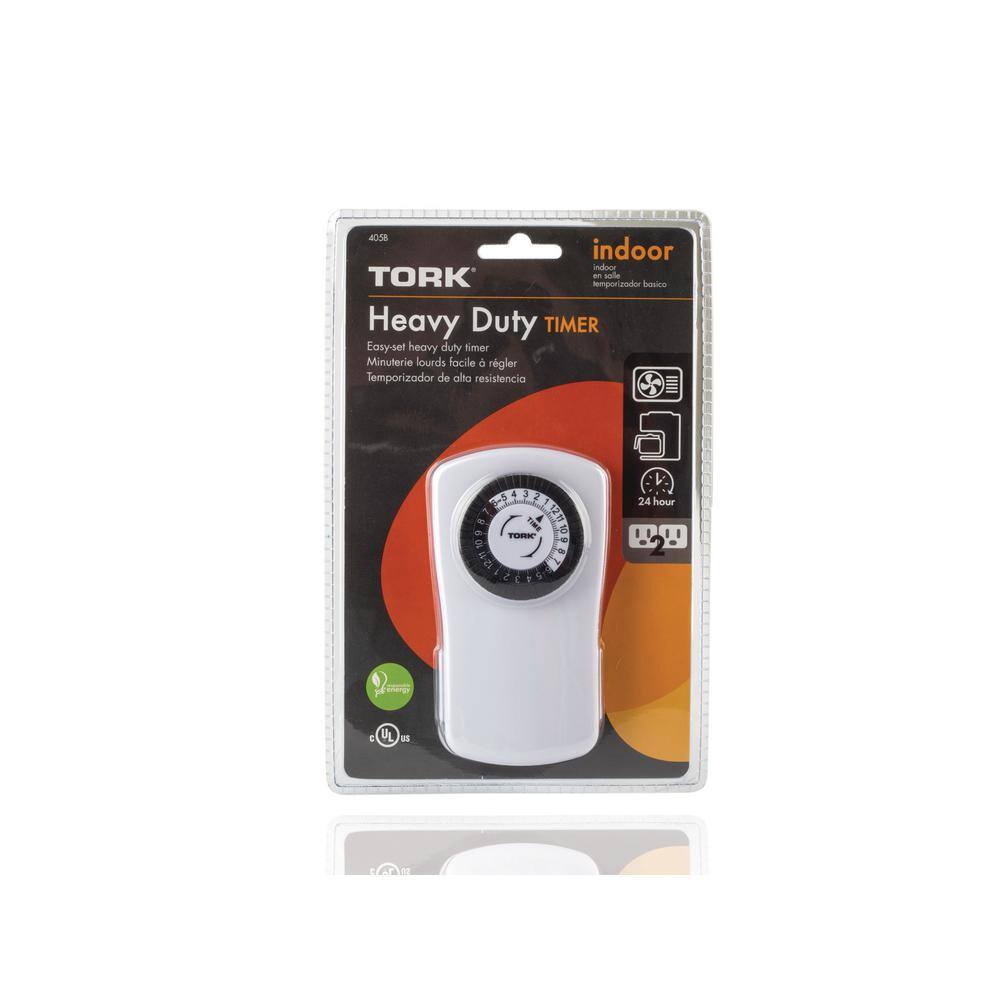 TORK 15 Amp 24-Hour Heavy Duty Mechanical Dial Timer with 2-Grounded ...