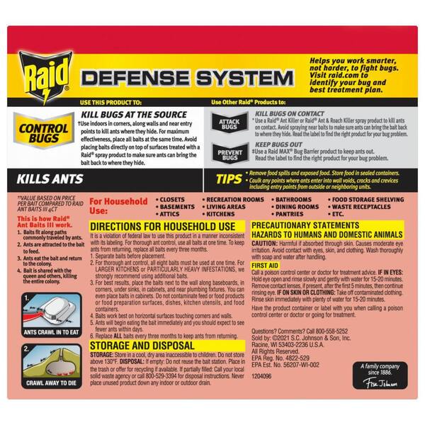 Raid Ant Baits Indoor Ant Killer, 8-Baits, 0.24 oz. Total SCJ674796 ...