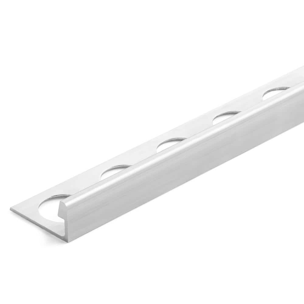 TrimMaster Silver 1/2 in. x 98-1/2 in. Aluminum L-Shaped Tile Edging ...