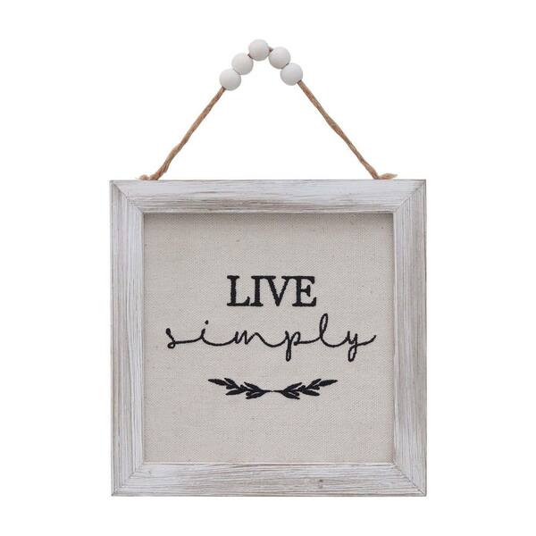 PARISLOFT Live Simply White Wood Wall Decorative Sign UH440 - The Home ...