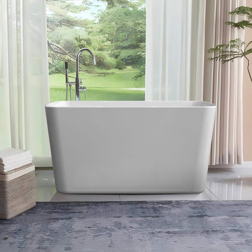 UPIKER Japanese Sit-in 49 in. x 28 in. Soaking White Bathtub with Right Drain in Polished Chrome ...