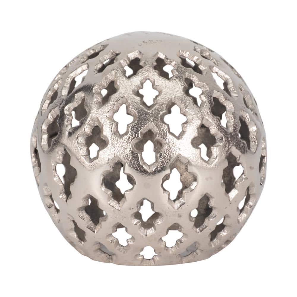 Liv & Skye Silver Aluminum Metal 6 in. Cut Out Orb 16361-04 - The Home ...