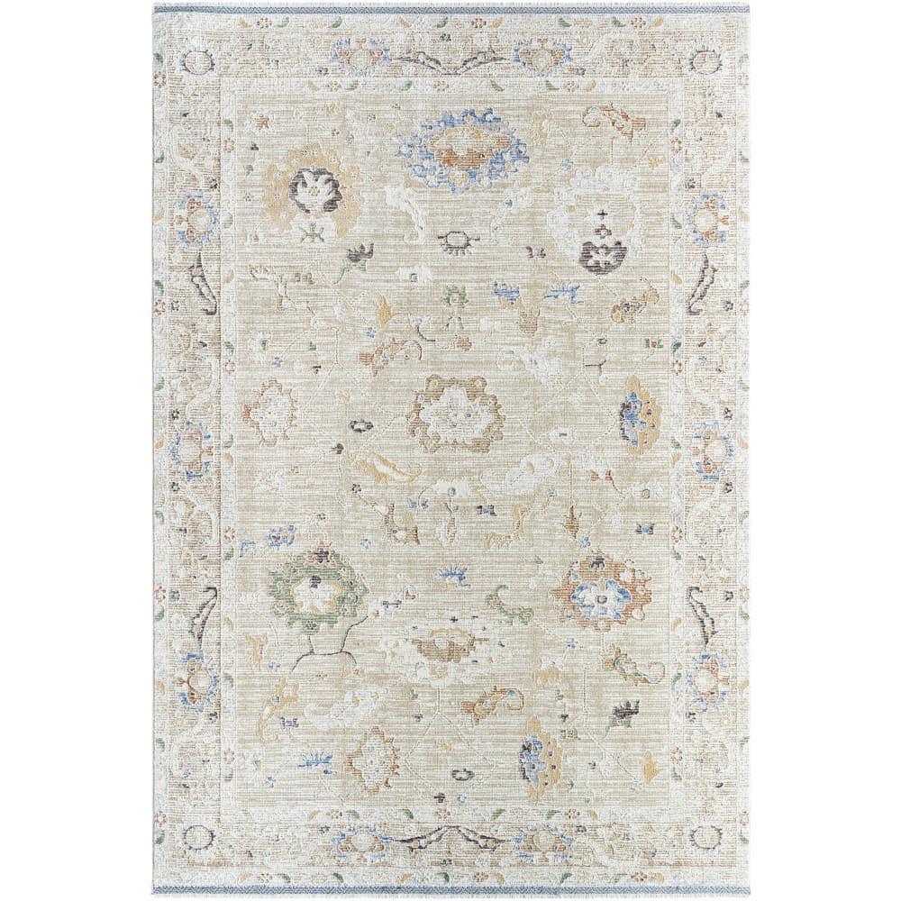 Livabliss Rivaldo Cream/Light Olive Oriental 7 ft. x 10 ft. Indoor Area ...