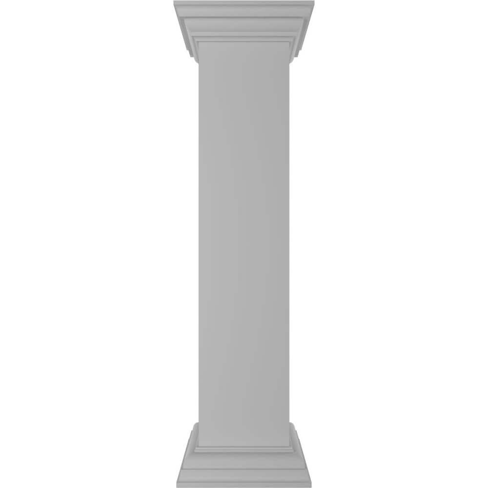 Ekena Millwork Plain 40 in. x 8 in. White Box Newel Post with Peaked ...