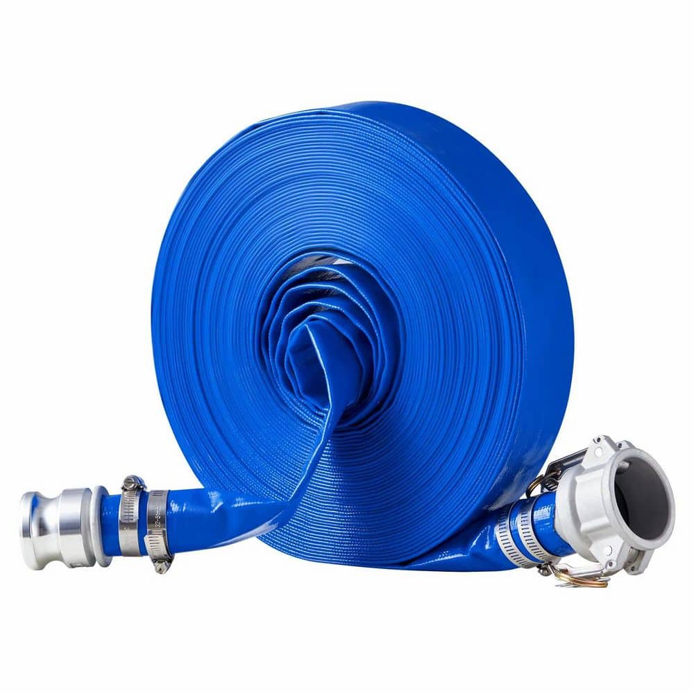 Backwash Hose 1.5 in. x 100 ft. Heavy-Duty PVC Pool Discharge Hose w/ 2 ...