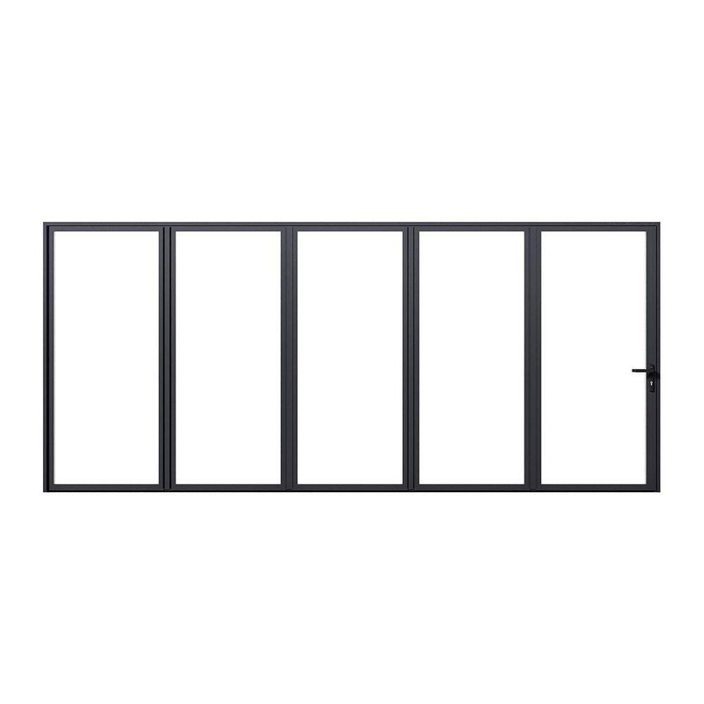 TEZA DOORS Teza 85 Series 180 in. x 80 in. Matte Black Right to Left ...