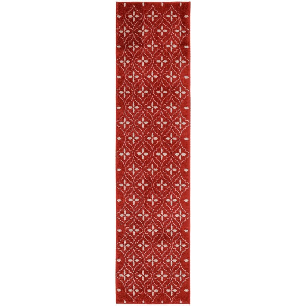 Nourison Essentials Brick Ivory 2 ft. x 8 ft. Moroccan Contemporary ...