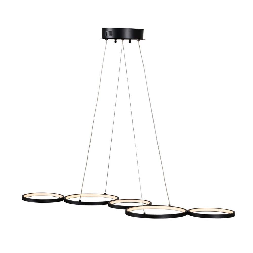 ExBrite Savannah 27-Watt Integrated LED Matte Black Chandelier ...