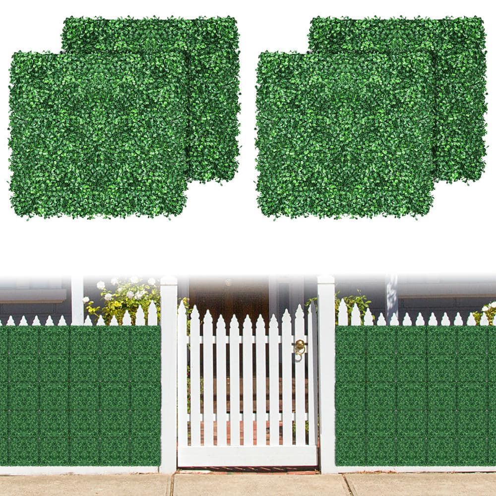 Oumilen 10 Artificial Milano Leaf Hedge Panels, Green Wall 10 in. X 10 ...