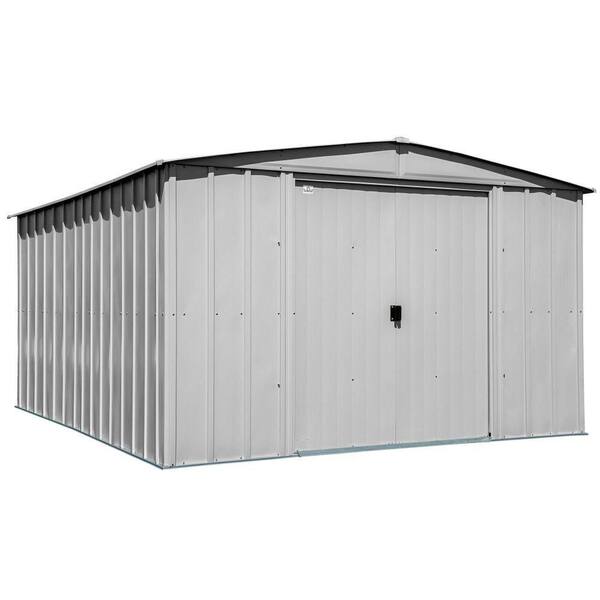 Arrow Classic 10 ft. W x 12 ft. D Flute Grey Metal Shed 115 sq. ft ...