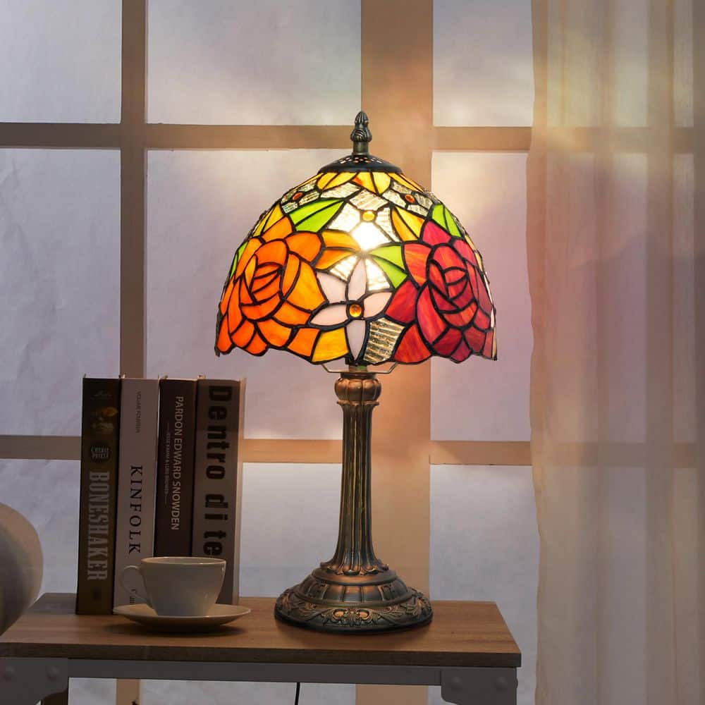 Lasaideal 14 in. Multi-Colored Tiffany Style Bronze Finish Table Lamp ...