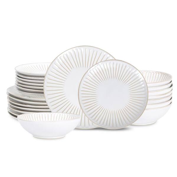 STONE LAIN Linea 24-Piece White Stoneware Full Set (Service for 8 ...