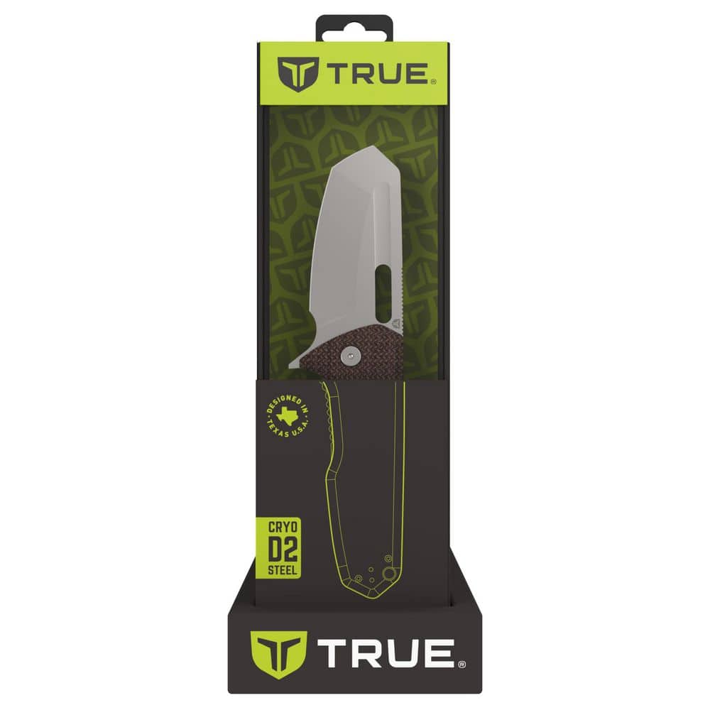 TRUE Ceja 3.7 in. Modified Tanto Blade D2 Steel Folding Knife with ...