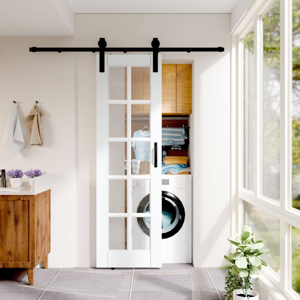 TENONER 28 in. x 80 in. 10-Lite Clear Glass Solid Core White Primed ...