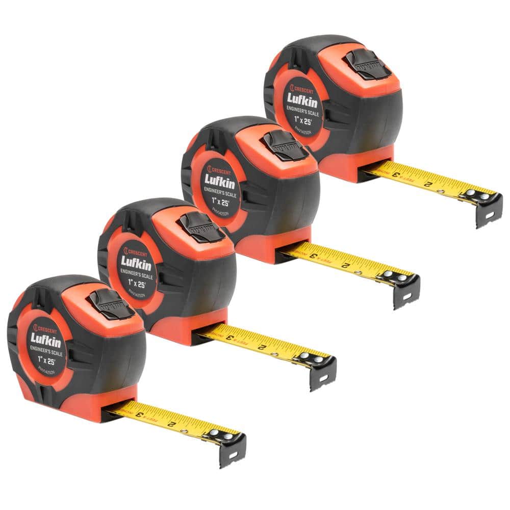 Crescent Lufkin 1 in. x 25 ft. Power Return Engineer's Tape Measure (4 ...