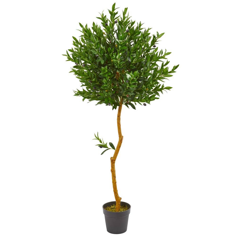 Nearly Natural 58 in. Indoor/Outdoor Olive Topiary Artificial Tree 9106 ...