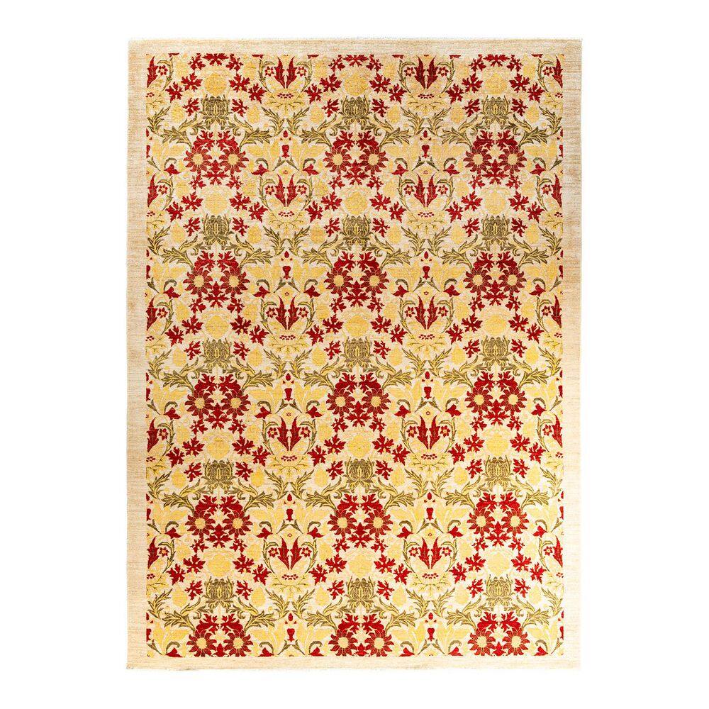 Chloe & Olivia Home Arts and Crafts 9 ft. x 12 ft. Ivory Floral Wool ...