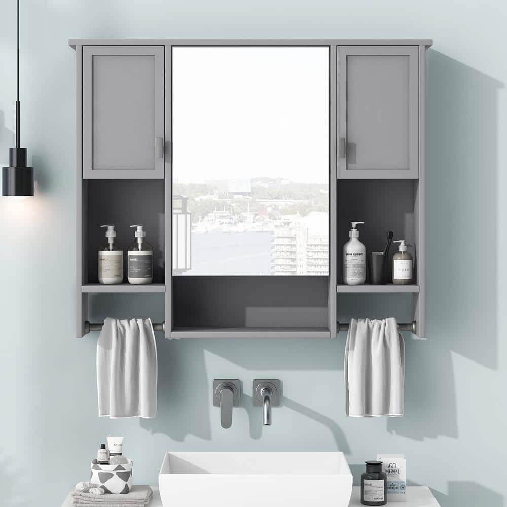 J&E Home Modern Wall Mounted 2-Pieces Bathroom Storage Cabinet with ...