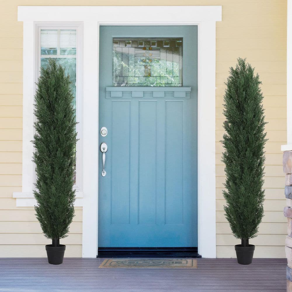 6 ft. Artificial Cedar Topiary Tree for Outdoor, Fake Plants Outdoor ...