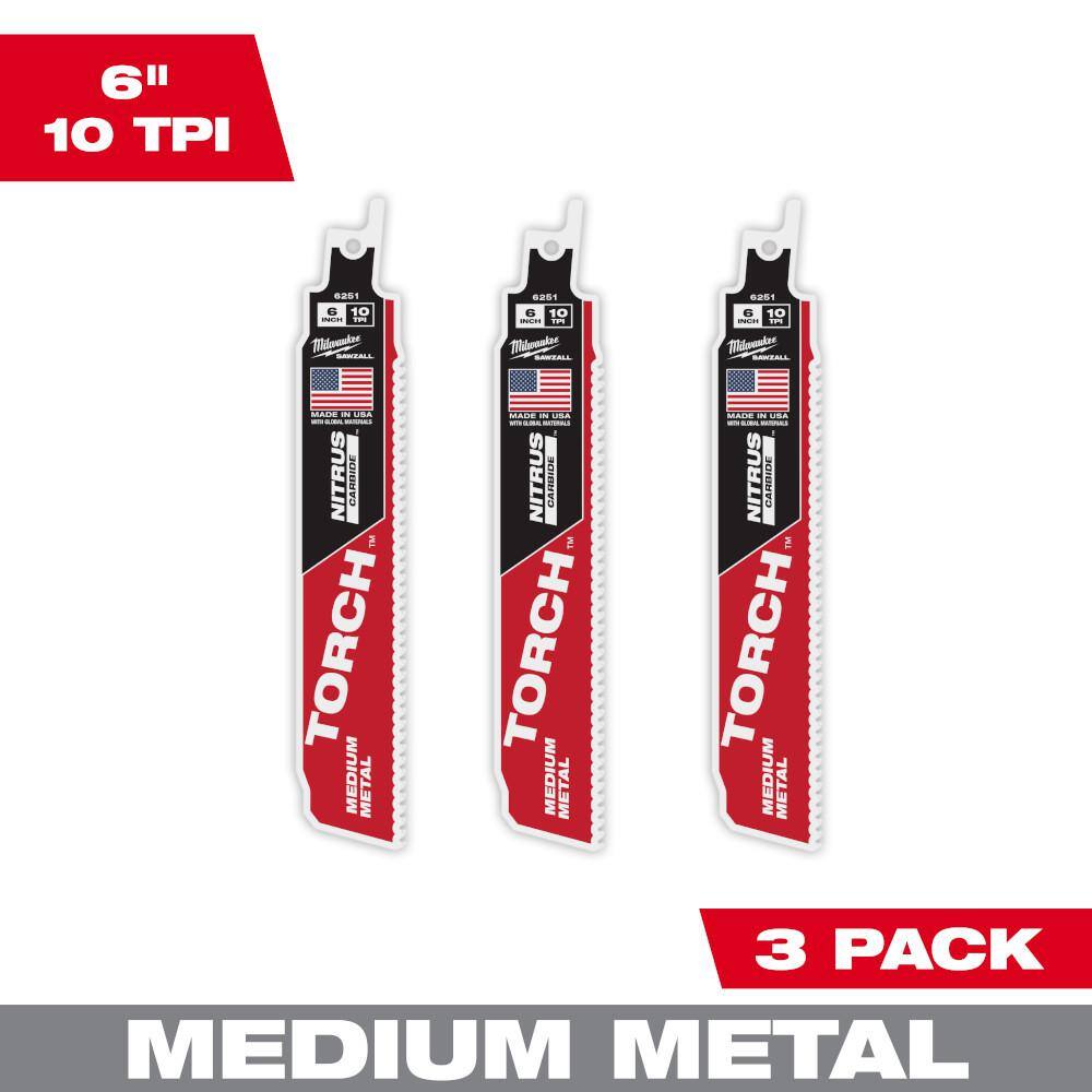 Milwaukee 6 in. 10 TPI TORCH Nitrus Carbide Teeth Medium Metal Cutting ...