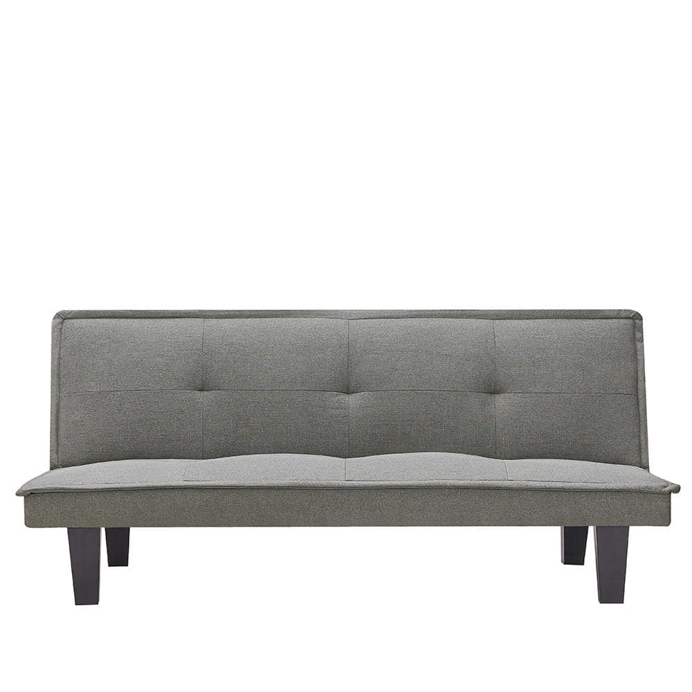 VERYKE 64.57 in. Light Grey Modern Fabric Folding Futon Sofa Bed ...