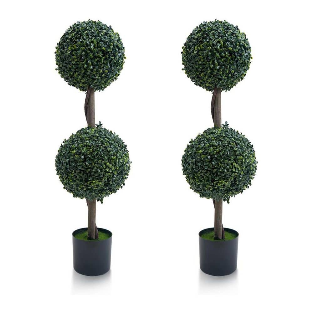 MOVECOM 3 FT 2PC Artificial Topiary Ball Trees,Faux Boxwood Topiary ...