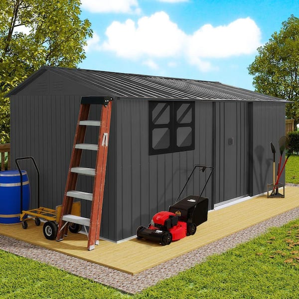 ToolCat 12 ft. W x 10 ft. D Metal Storage Shed with Window for Garden ...