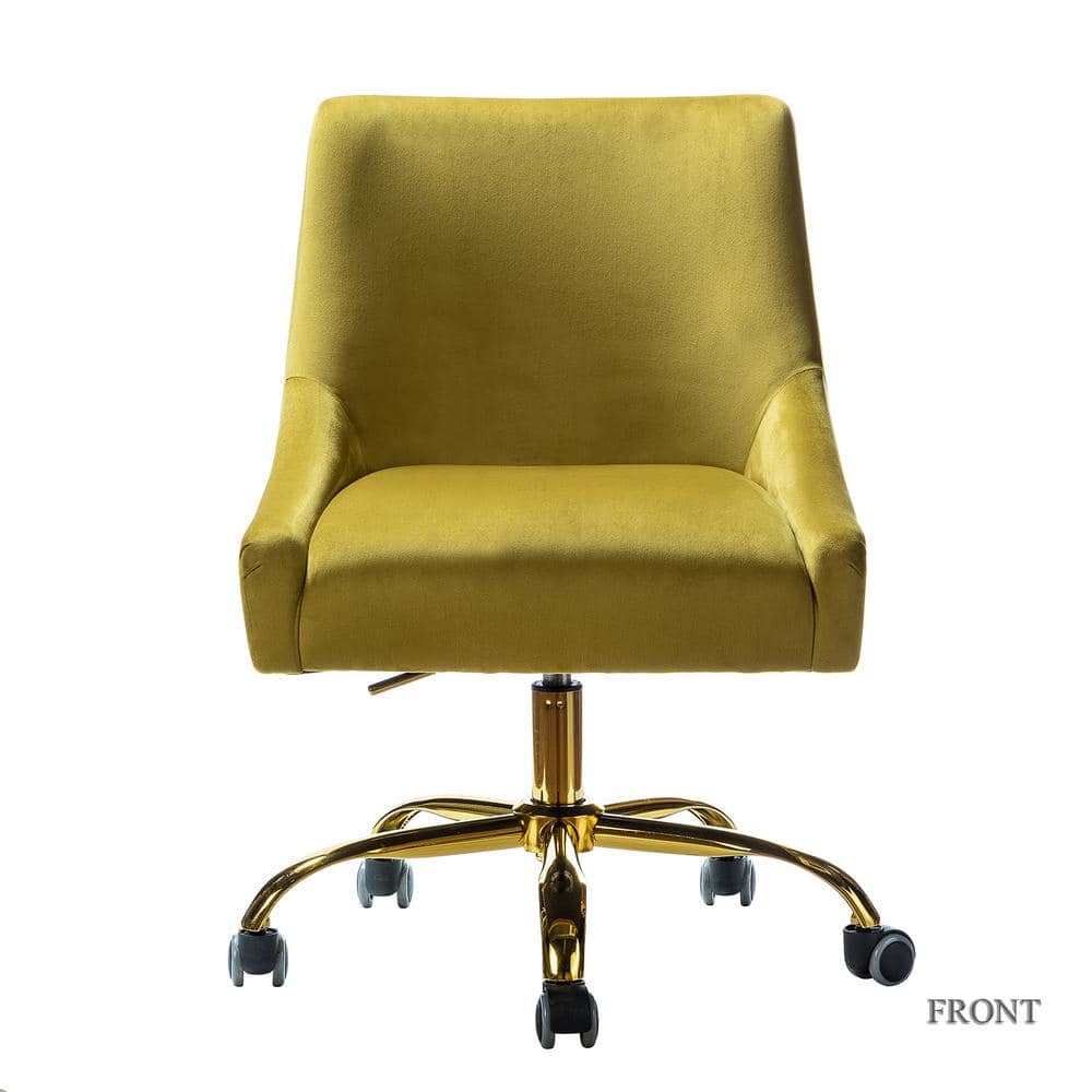Boyel Living Modern Mid-Back Yellow Tufted Velvet Fabric Computer Desk ...
