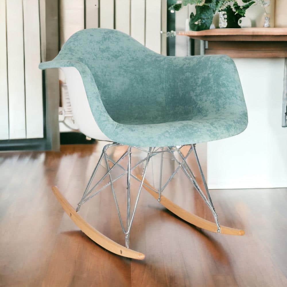 Leisuremod Wilson Teal Velvet Rocking Chair WR25VTL - The Home Depot