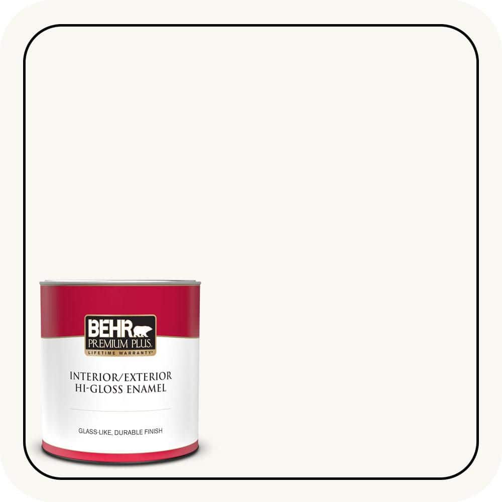 BEHR PREMIUM PLUS 1 qt. #PR-W15 Ultra Pure White Hi-Gloss Enamel ...
