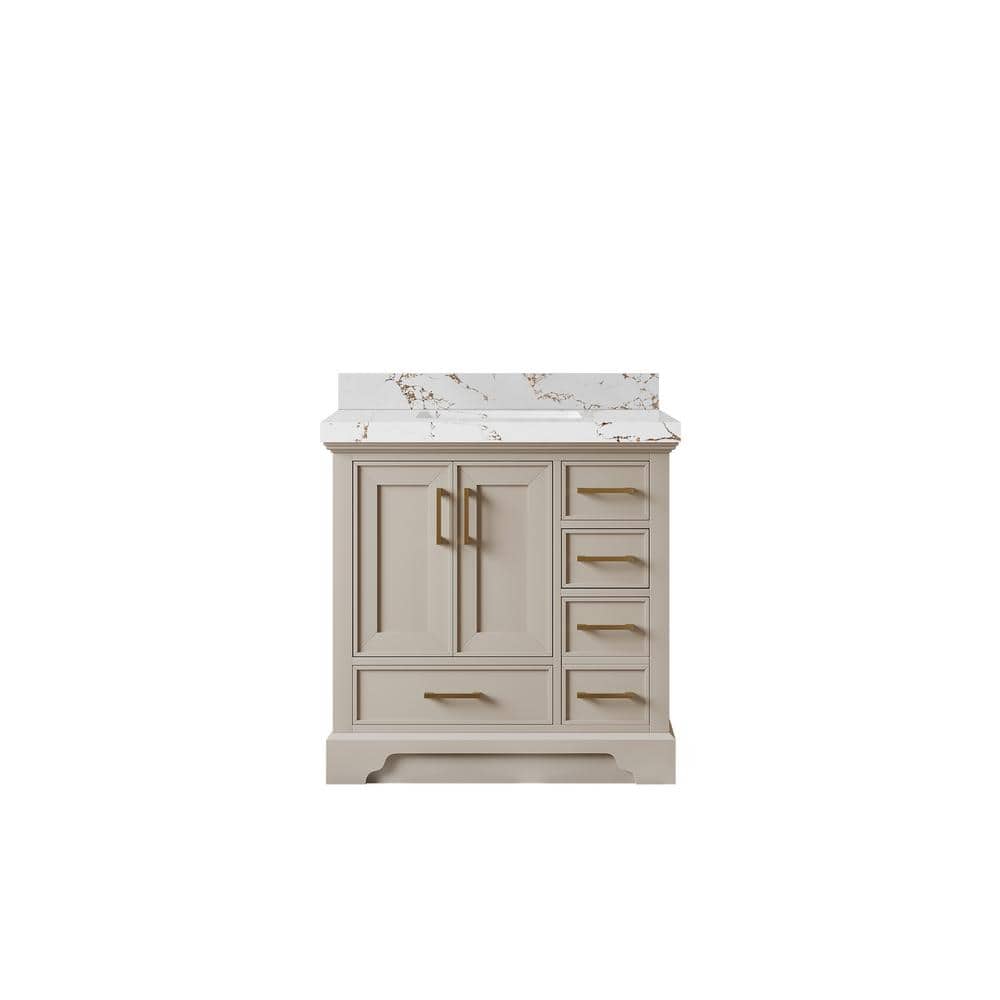 Willow Collections Charlotte 36 in. Single Sink Freestanding Fine Grain ...