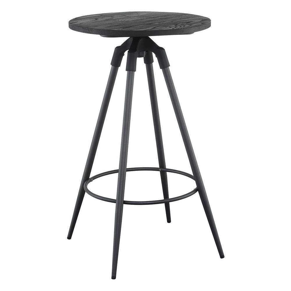 Morden Fort 41 in. Dark Grey Bar Table Round Wood Top, Industrial Pub ...