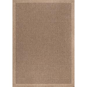 Beverly Rug Flax Dark Brown 5x7 ft. Check Indoor Outdoor Area Rug HD ...