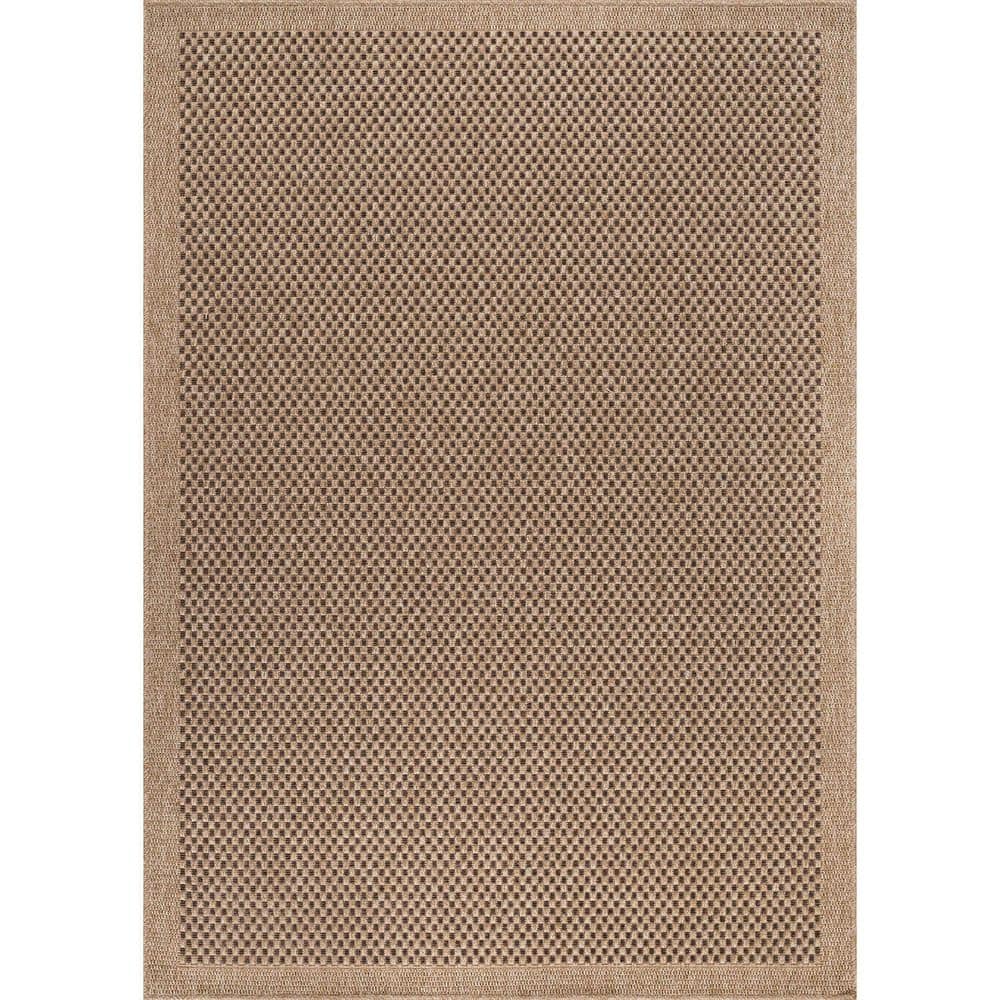 CAMILSON Easy Jute Dark Brown 5 ft. x 7 ft. Check Indoor Outdoor Area ...