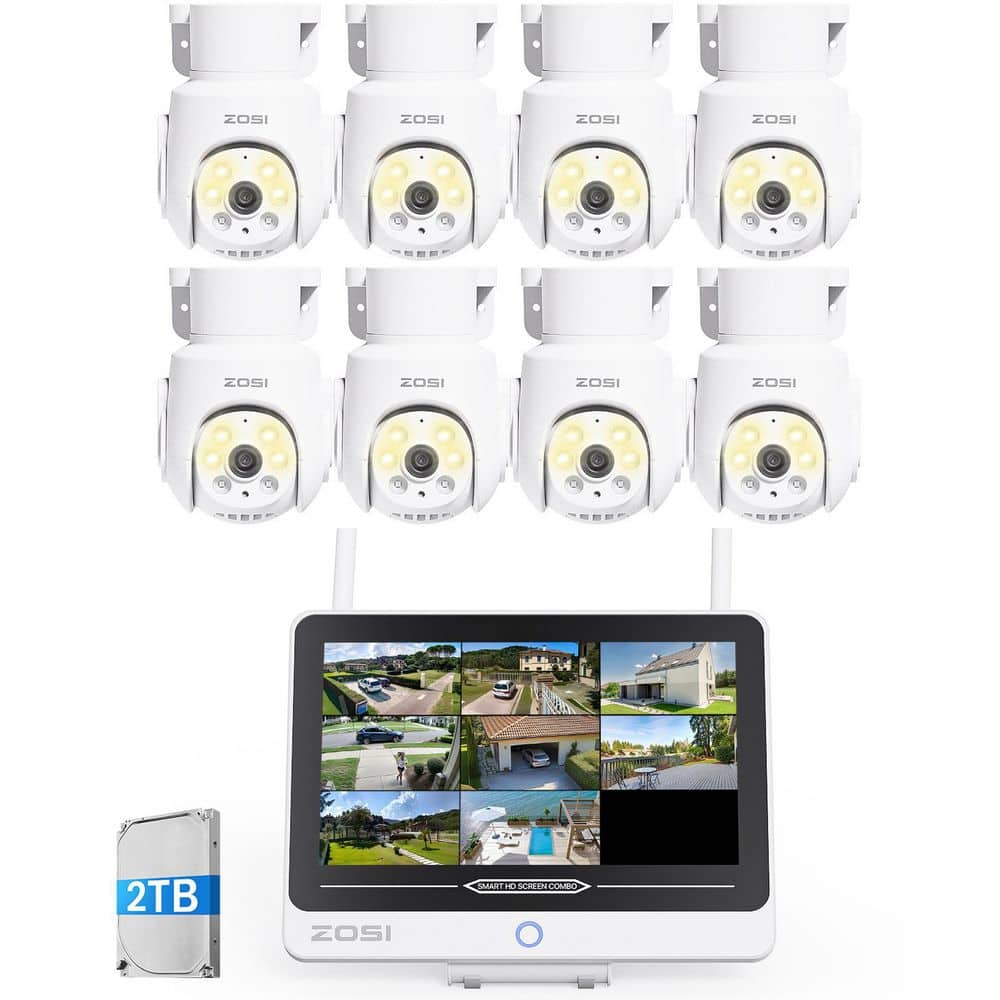 ZOSI WiFi 6 8-Channel 3K 5MP 2TB NVR Security Camera System with 8X 360 ...
